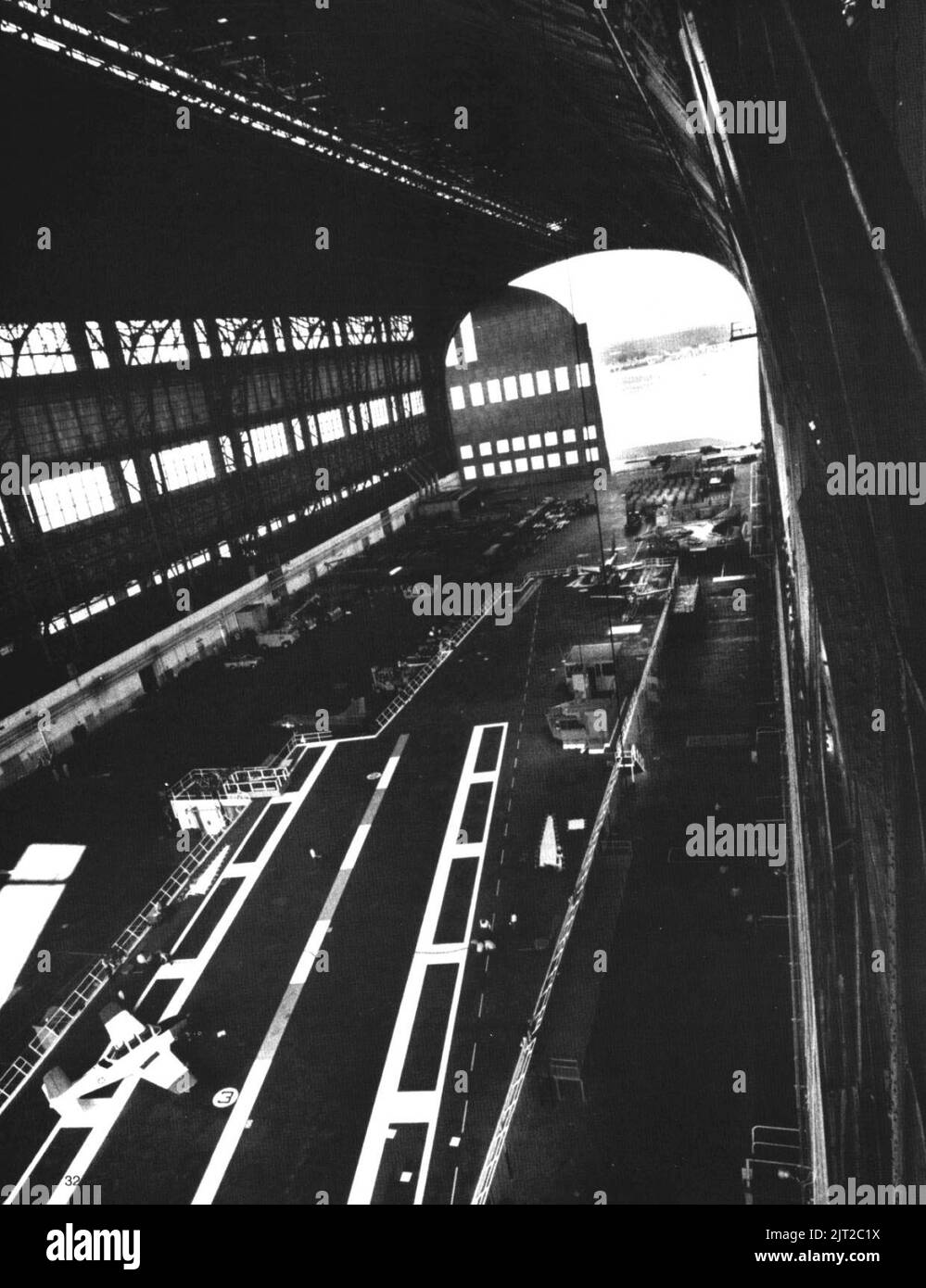 Training aircraft carrier flight deck in hangar at NAES Lakehurst c1985 ...