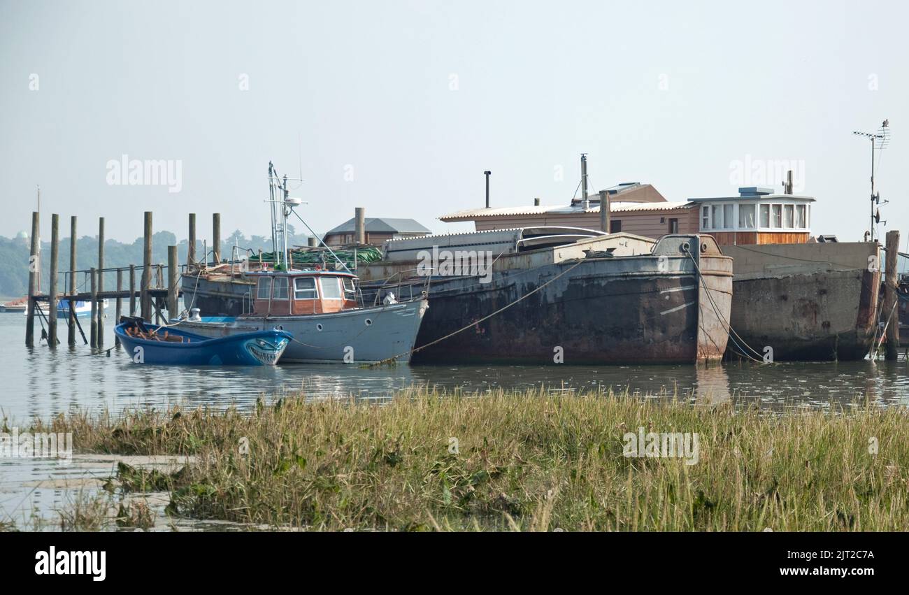 Boats on the River Orwell at Pin Mill, Suffolk, UK Stock Photo - Alamy