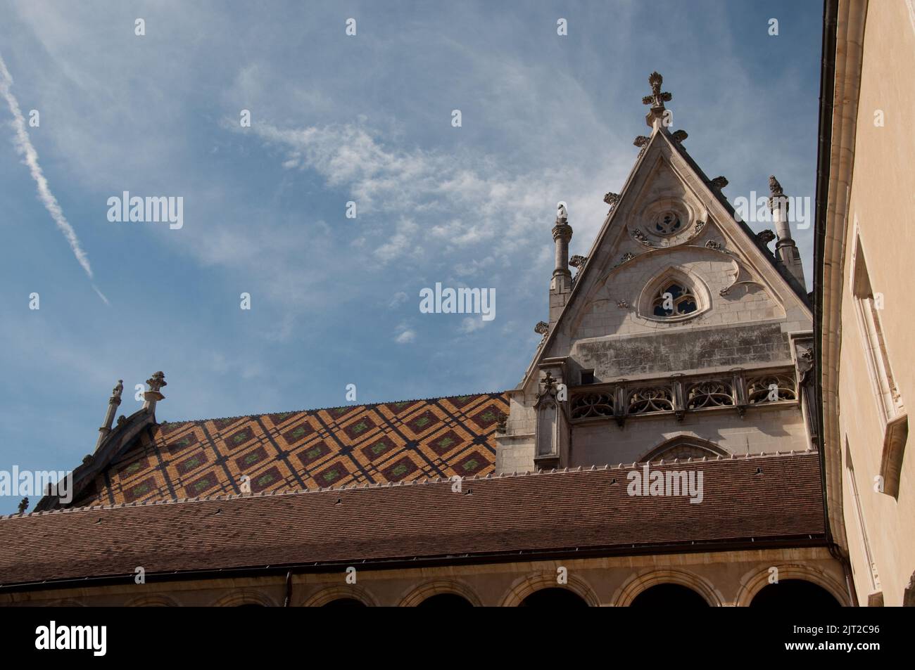 Roof and outer buildings, Royal Monastery of Brou, Brou, Bourg-en-Bresse, Rhone-Alpes, France ...