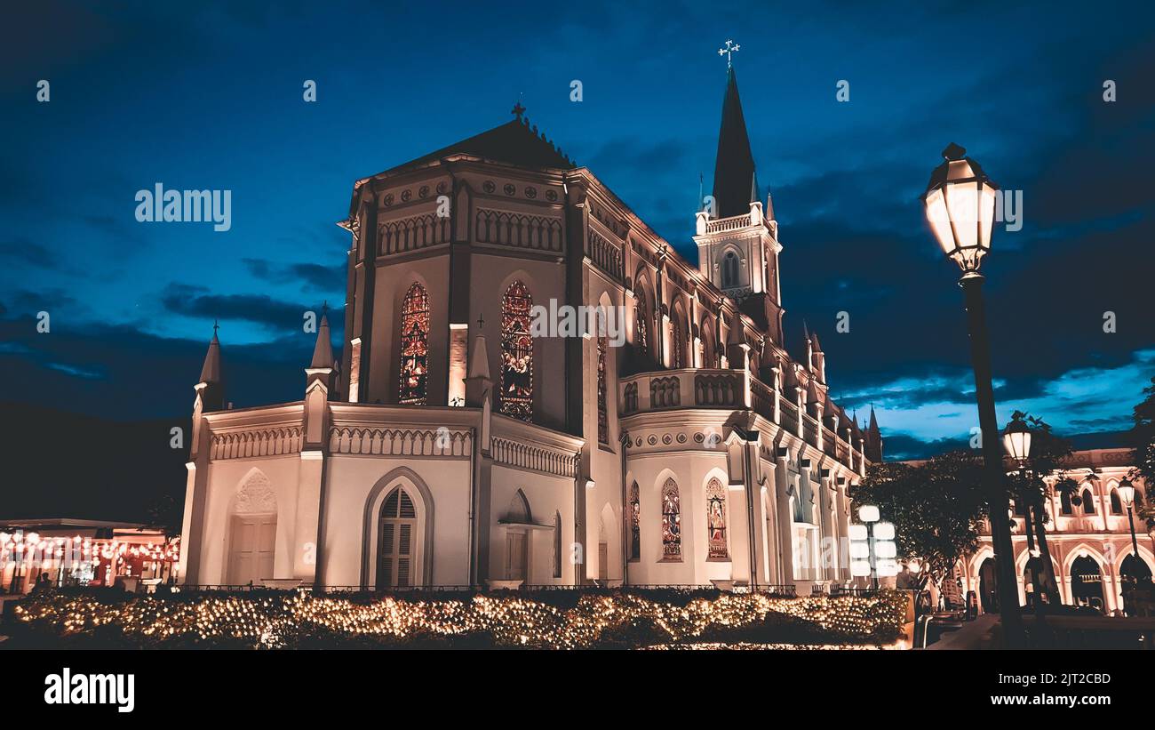 A church building in Chijmes, Singapore during night time Stock Photo ...