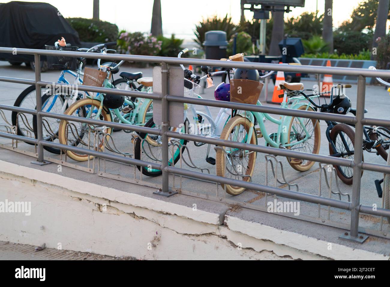 A line of bikes parked at pier Stock Photo - Alamy