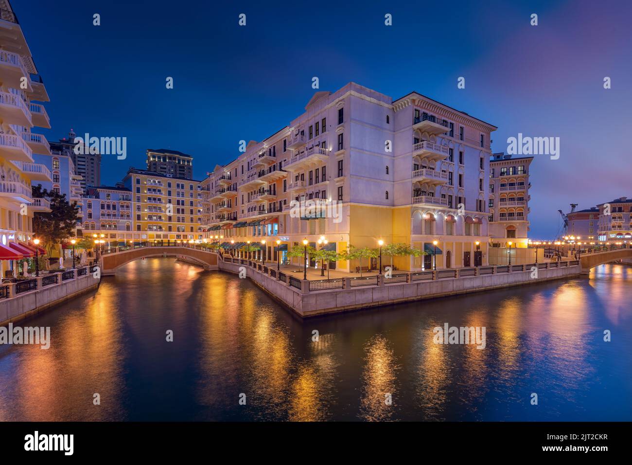Qanat Quartier is a little Venice in Pearl Qatar Stock Photo - Alamy