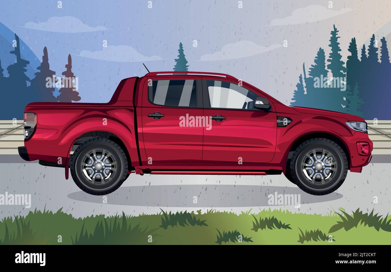 Red ford pickup truck Stock Vector Images - Alamy