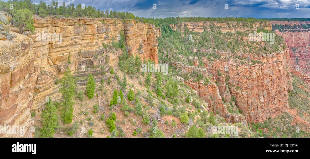 Sheer cliffs along the south rim of Grand Canyon Arizona east of ...