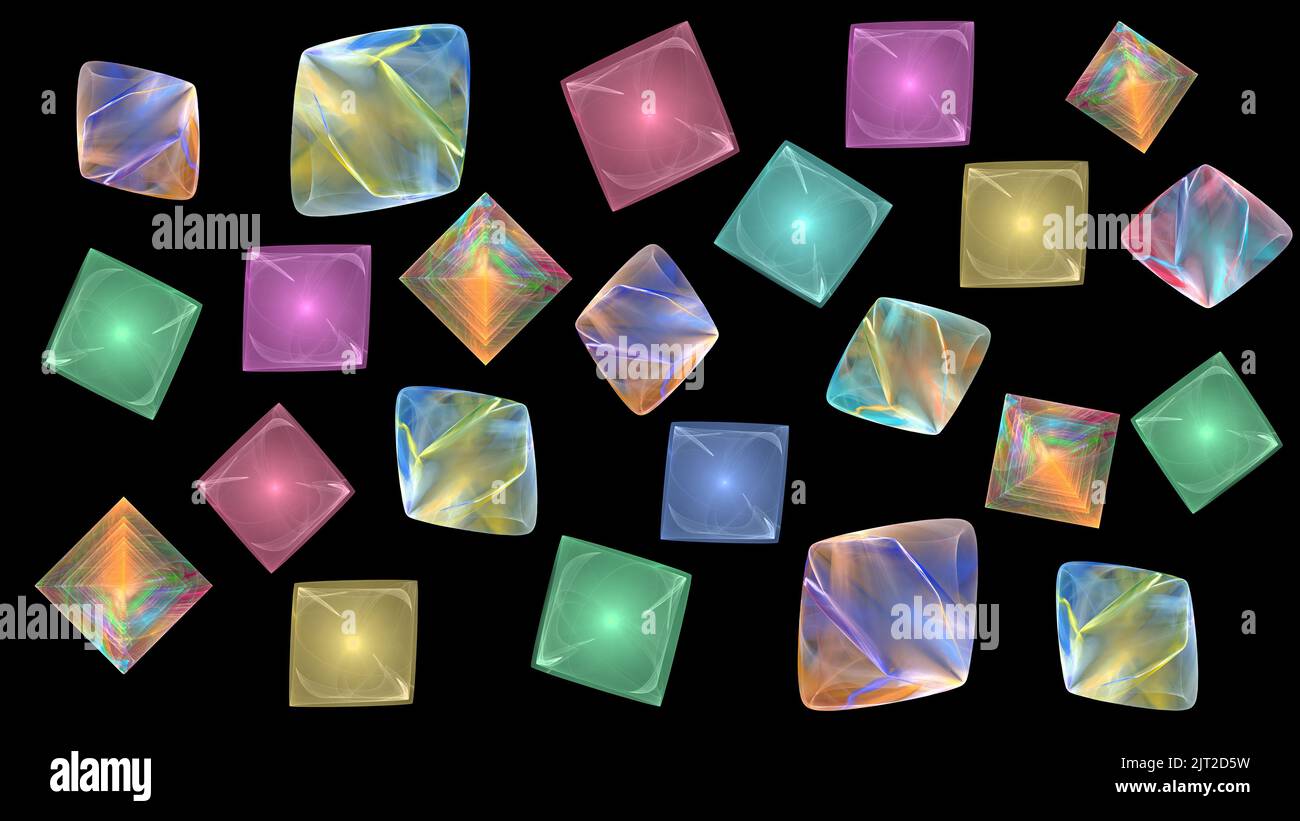 Fractal, an abstract pattern of multicolored precious crystals ...