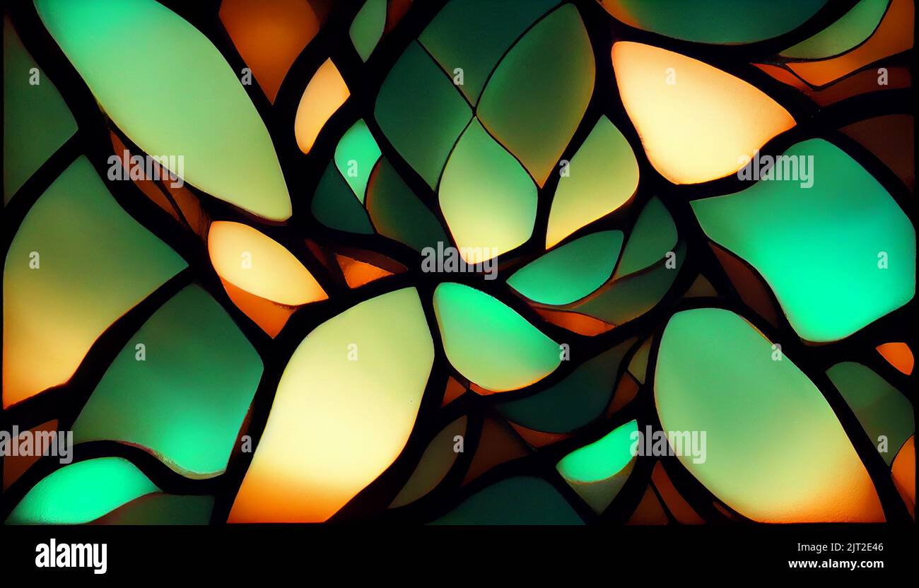 Green glowing stained glass pattern background. Beautiful abstract ...