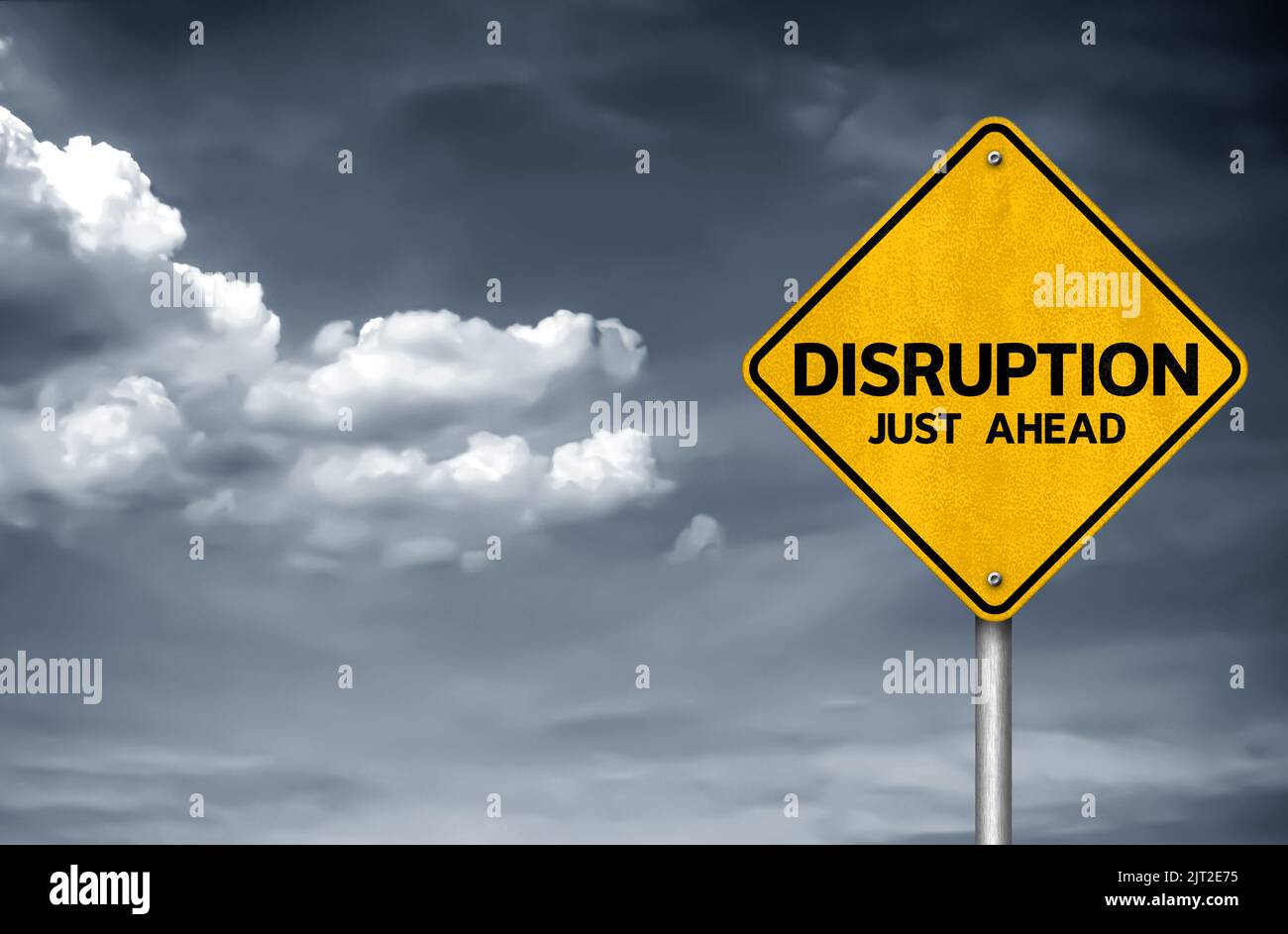 Disruption - road sign illustration Stock Photo - Alamy