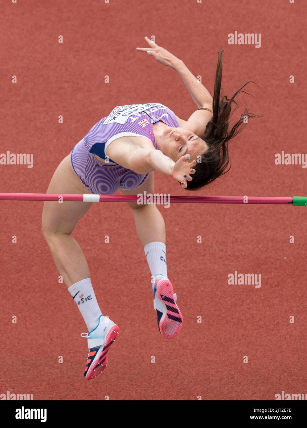 Emily Borthwick of GB&NI competing in the women’s high jump heats at ...