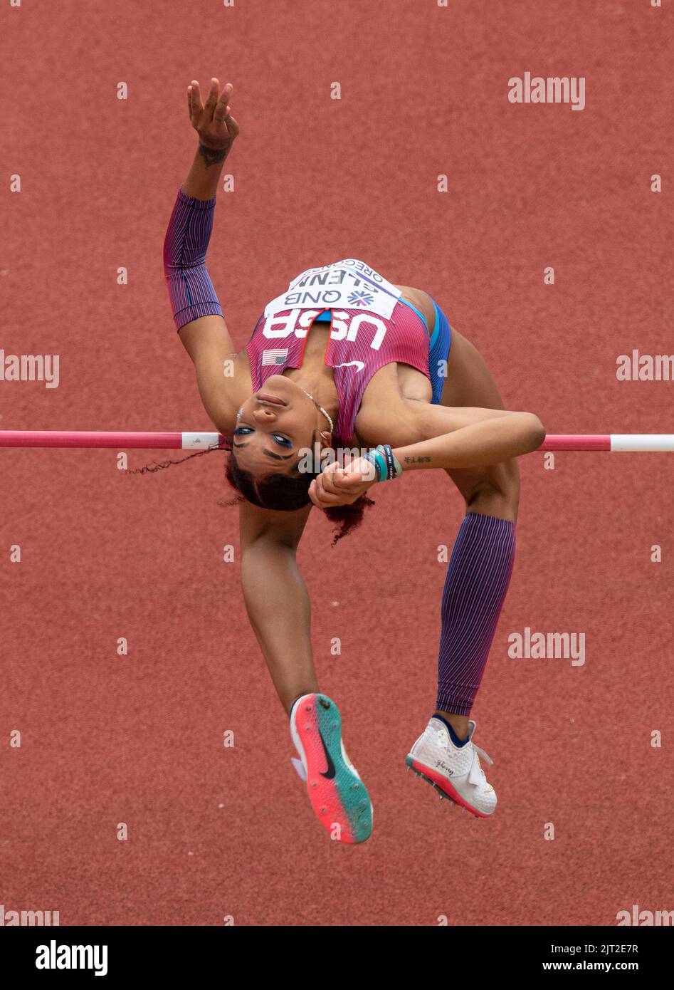 Rachel Glenn of the USA competing in the women’s high jump heats at the ...