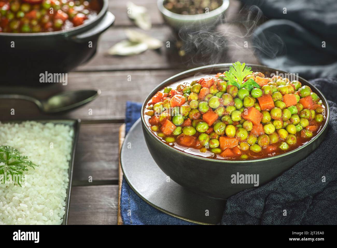 Arabic Cuisine; Middle Eastern traditional peas and carrot stew. A ...