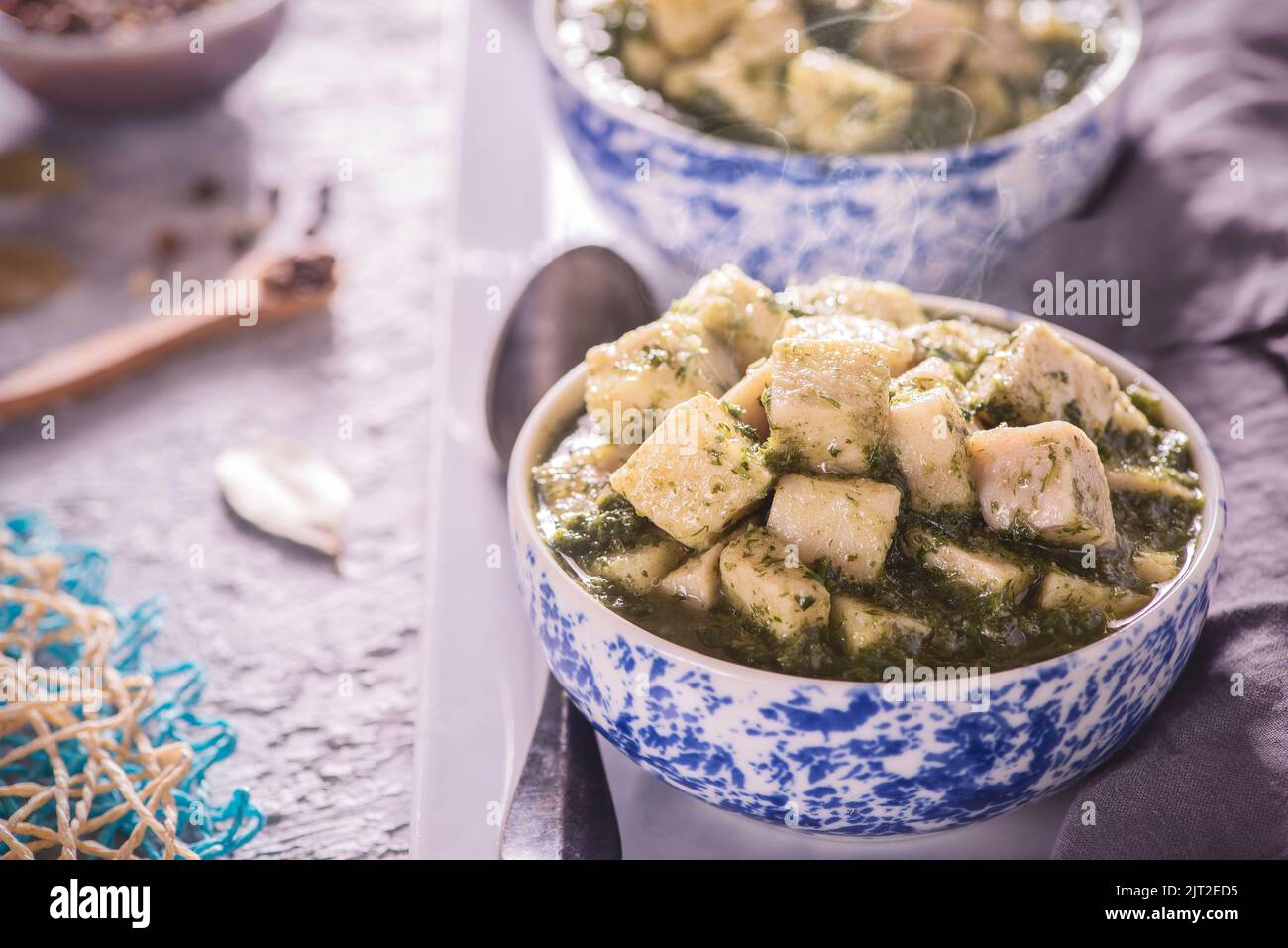 Arabic Cuisine; Egyptian traditional Colcass Stew (Taro in cilantro and ...