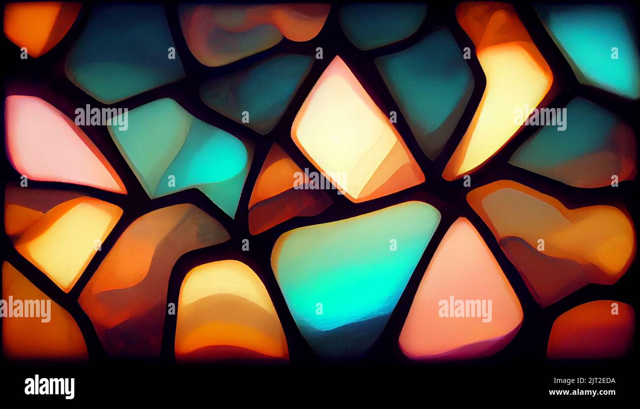 Colorful glowing stained glass pattern background. Beautiful abstract ...
