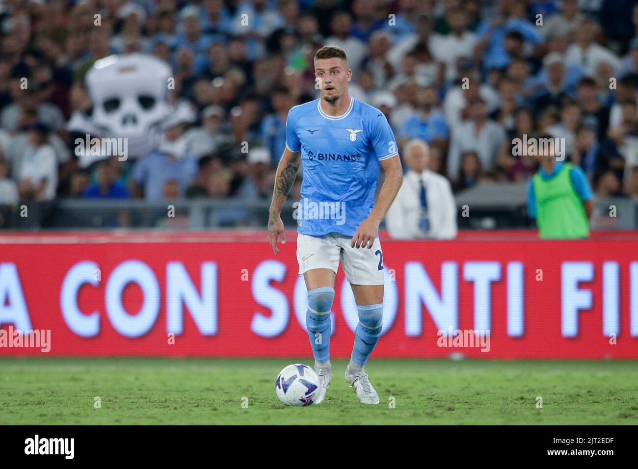 Lazio’s Serbian midfielder Sergej Milinkovic Savic controls the ball ...