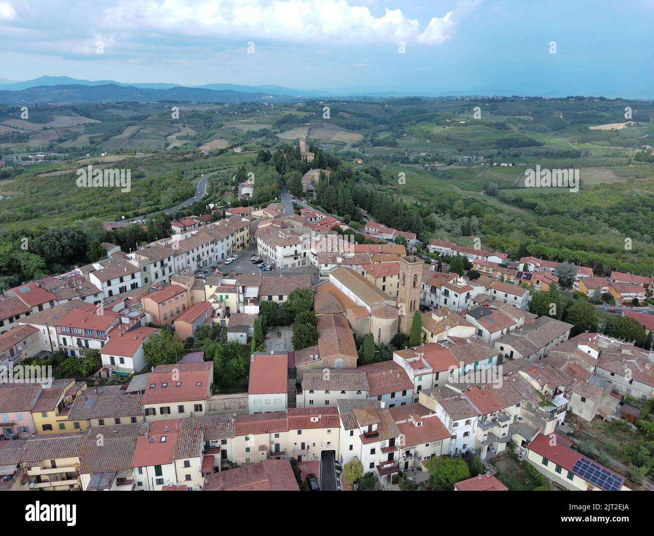 aerial view of the town of montespertoli in tuscany Stock Photo - Alamy
