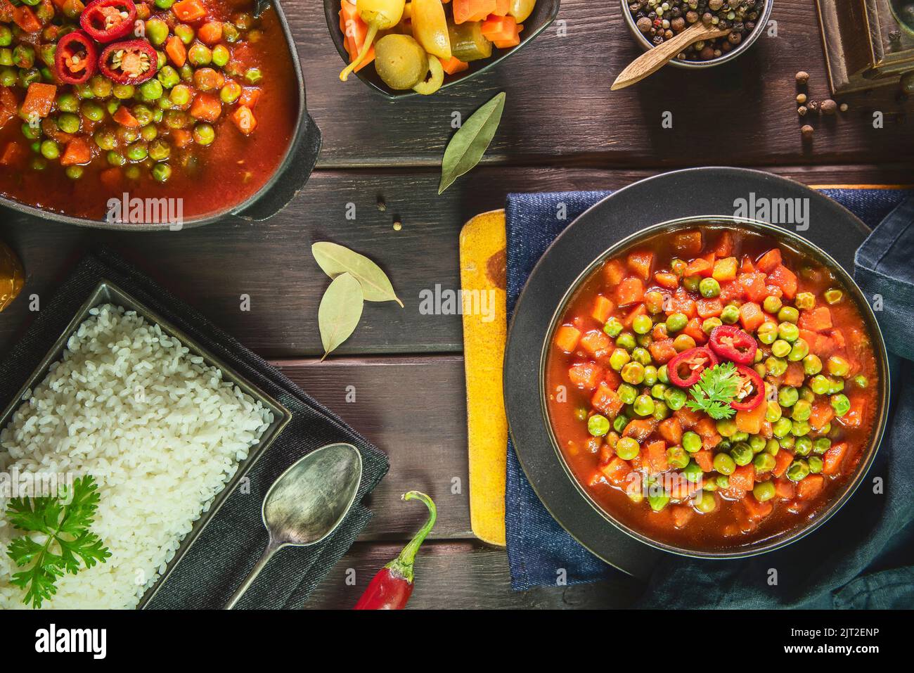 Arabic Cuisine; Middle Eastern traditional peas and carrot stew. A ...