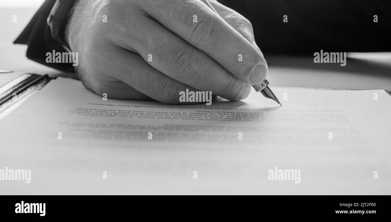 Signing document Black and White Stock Photos & Images - Alamy
