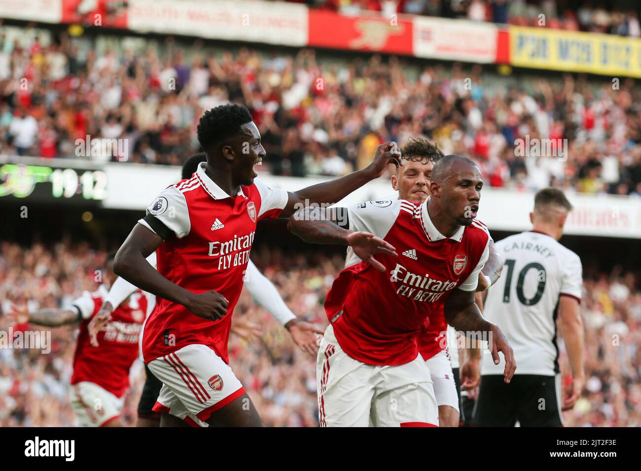Gabriel #6 of Arsenal celebrates his goal to make it 2-1 Stock Photo ...