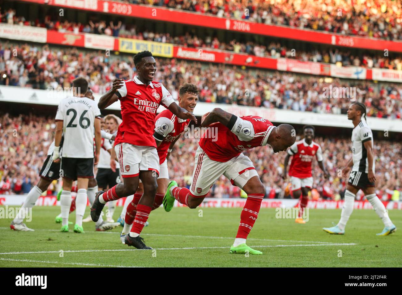 Gabriel #6 of Arsenal celebrates his goal to make it 2-1 Stock Photo ...