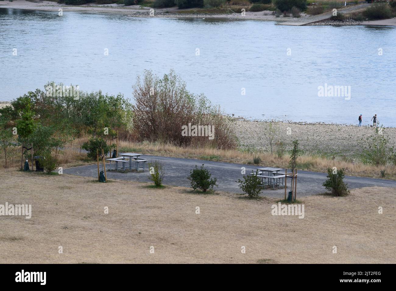 Rhien shore in Engers with Roman heritage picture Stock Photo - Alamy