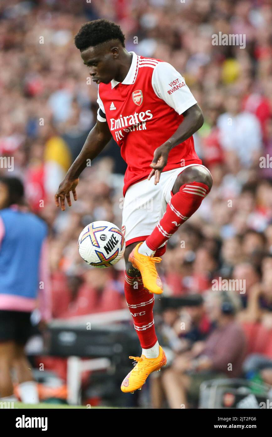 Bukayo Saka #7 of Arsenal controls the ball Stock Photo - Alamy