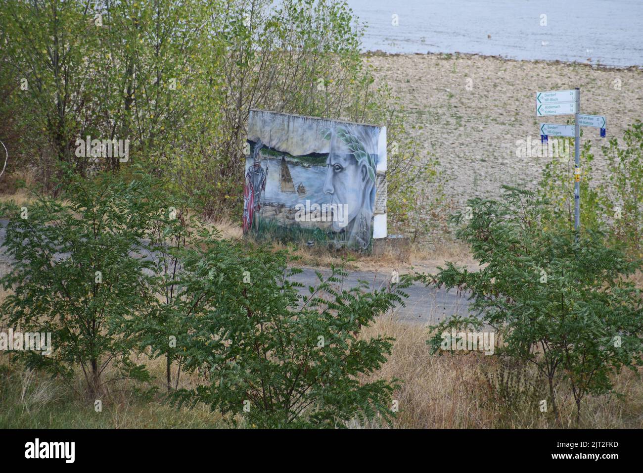 Rhien shore in Engers with Roman heritage picture Stock Photo - Alamy