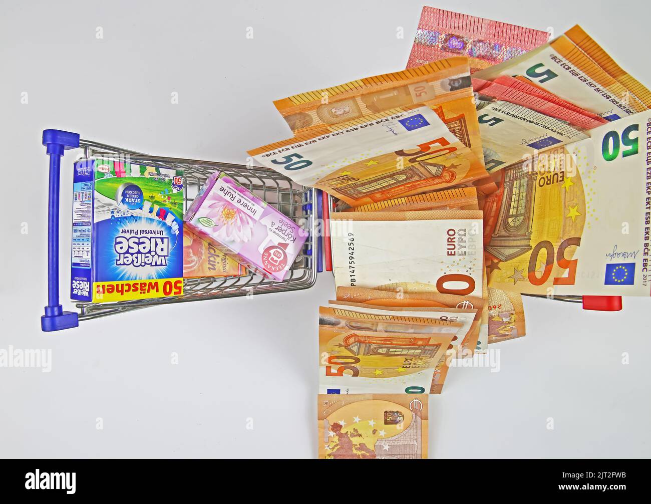 Viersen, Germany - July 9. 2022: Closeup of two model shopping carts ...