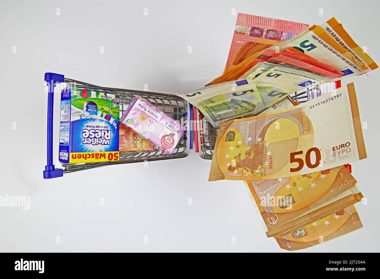 Viersen, Germany - July 9. 2022: Closeup of two model shopping carts ...