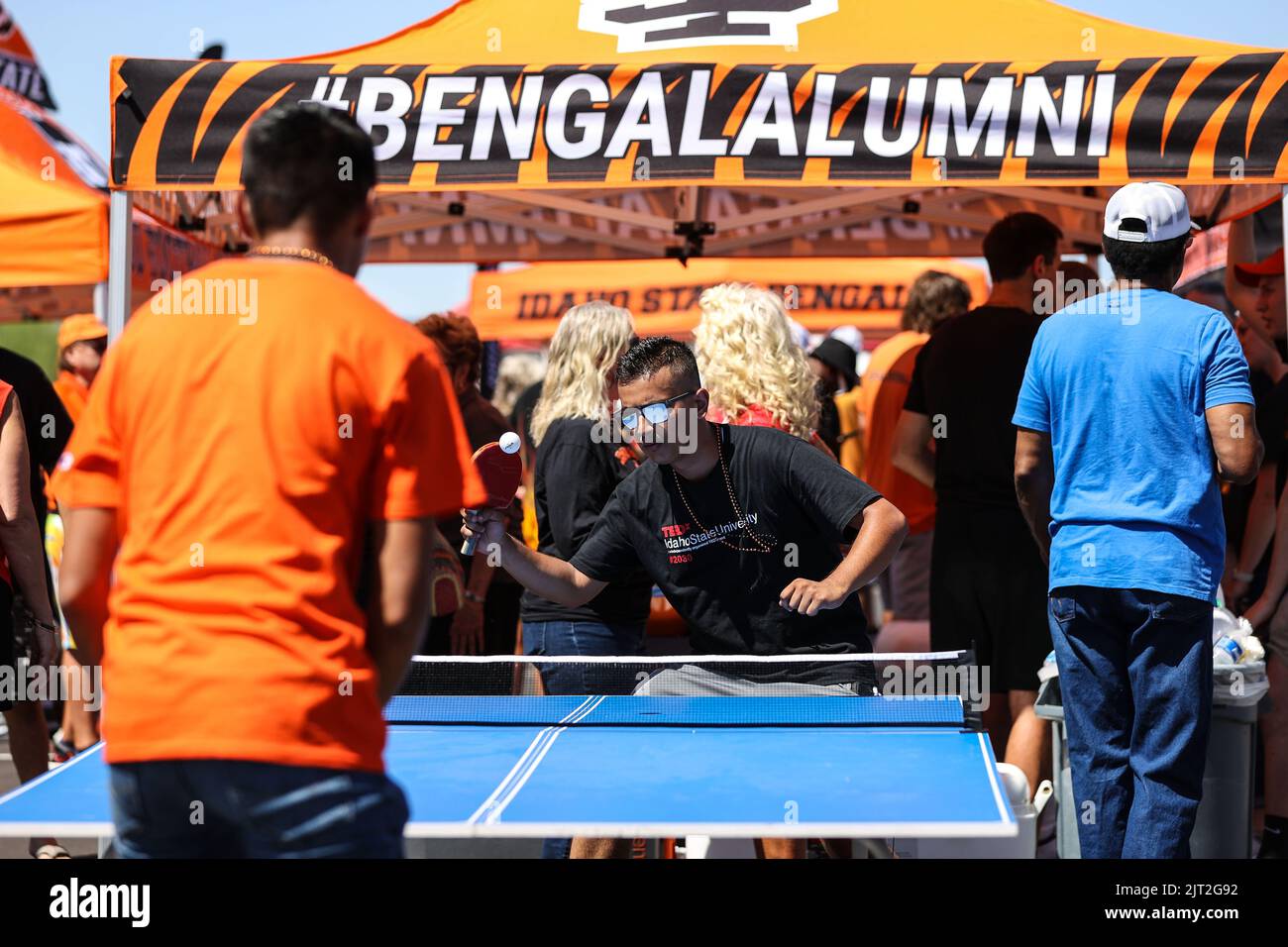 August 27, 2022: An Idaho State Bengals fan plays ping pong inside the ...