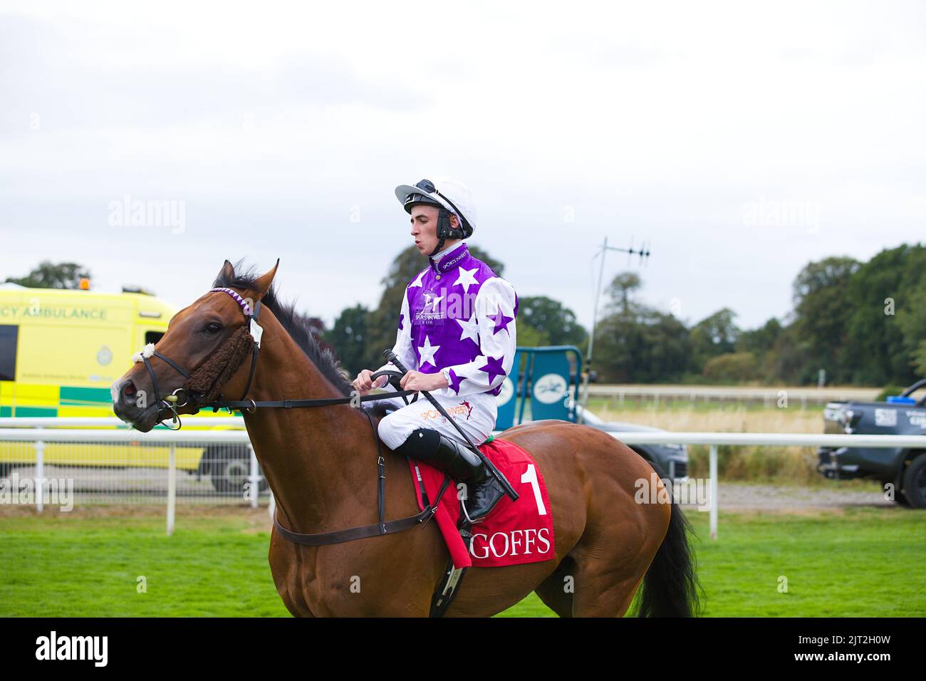 Jockey Rossa Ryan on Remarkable Force before a race at York Races Ebor ...