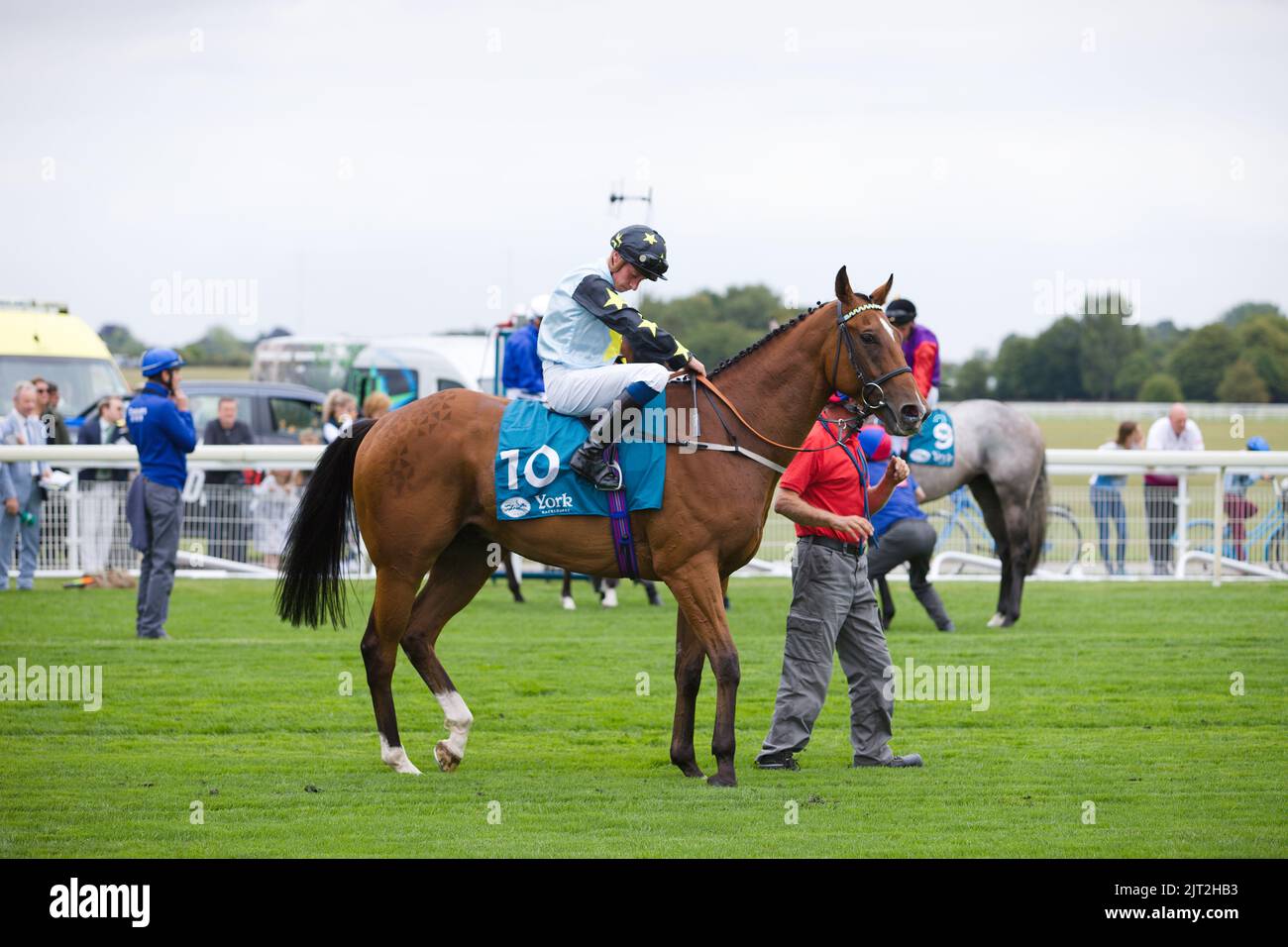 Jockey Sam James on Lion Tower at York Races Stock Photo - Alamy