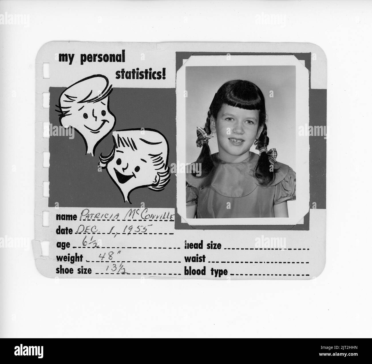 Childhood page from a personal elementary school diary, USA 1955 Stock ...