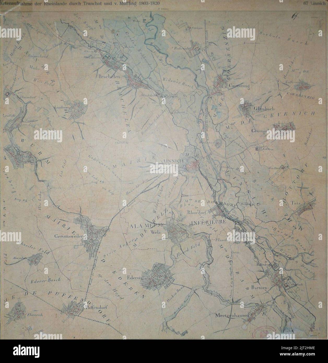 Tranchot Map 67 Linnich Stock Photo - Alamy