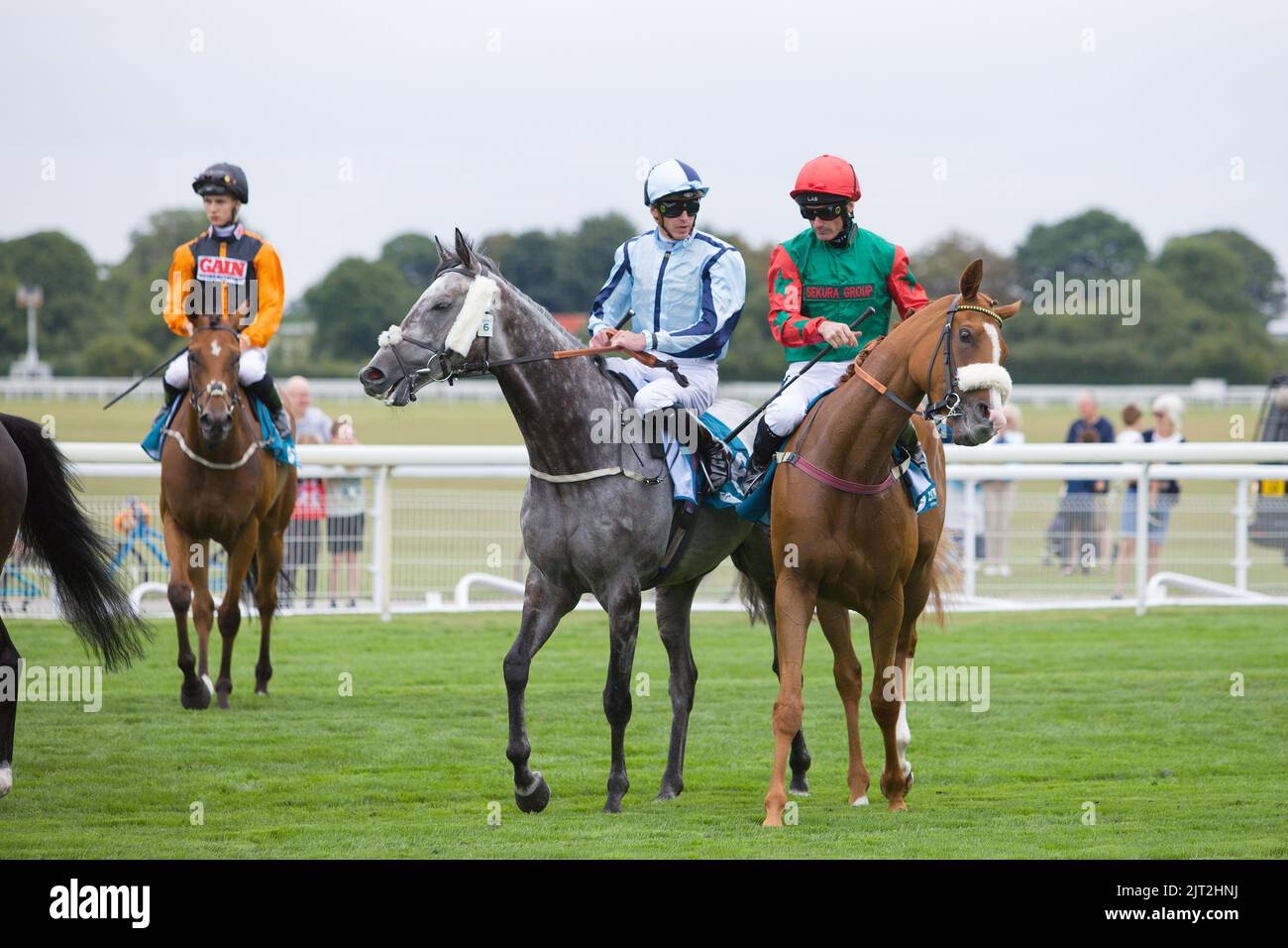 Jockey Jason Watson on Shelir (left) and Paul Mulrennan on Northern ...