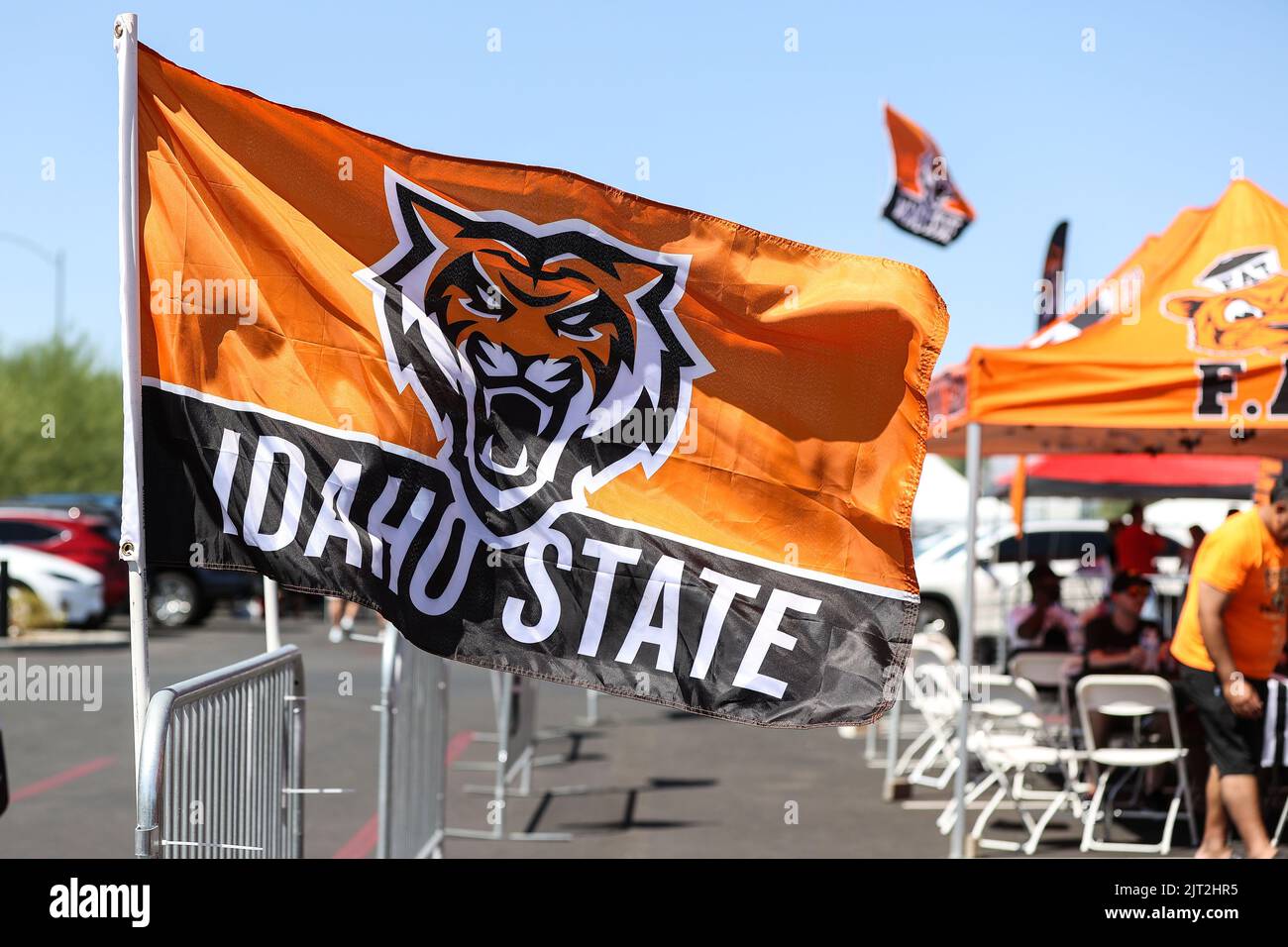 August 27, 2022: An Idaho State Bengals flag sways in the breeze inside ...