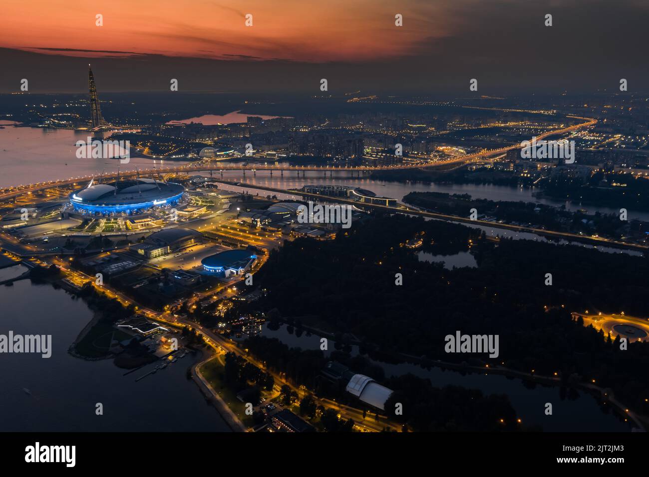 Russia, St. petersburg, 17 August 2022: A picturesque sunset over the ...