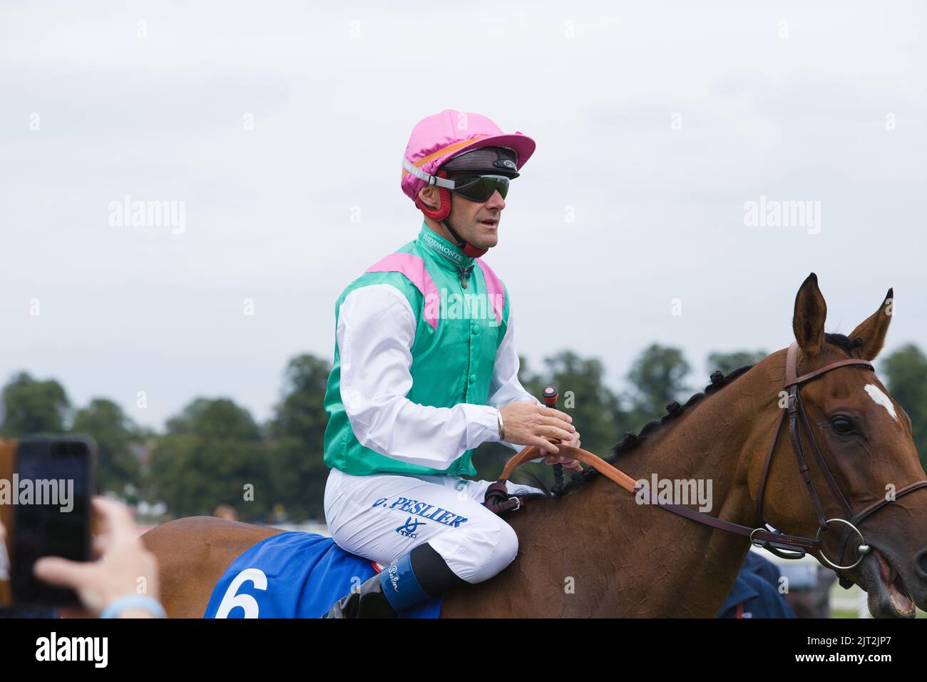 Jockey Oliver Peslier on Raclette at York Races Stock Photo - Alamy