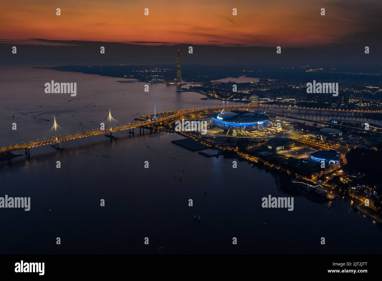 Russia, St. petersburg, 17 August 2022: A picturesque sunset over the ...