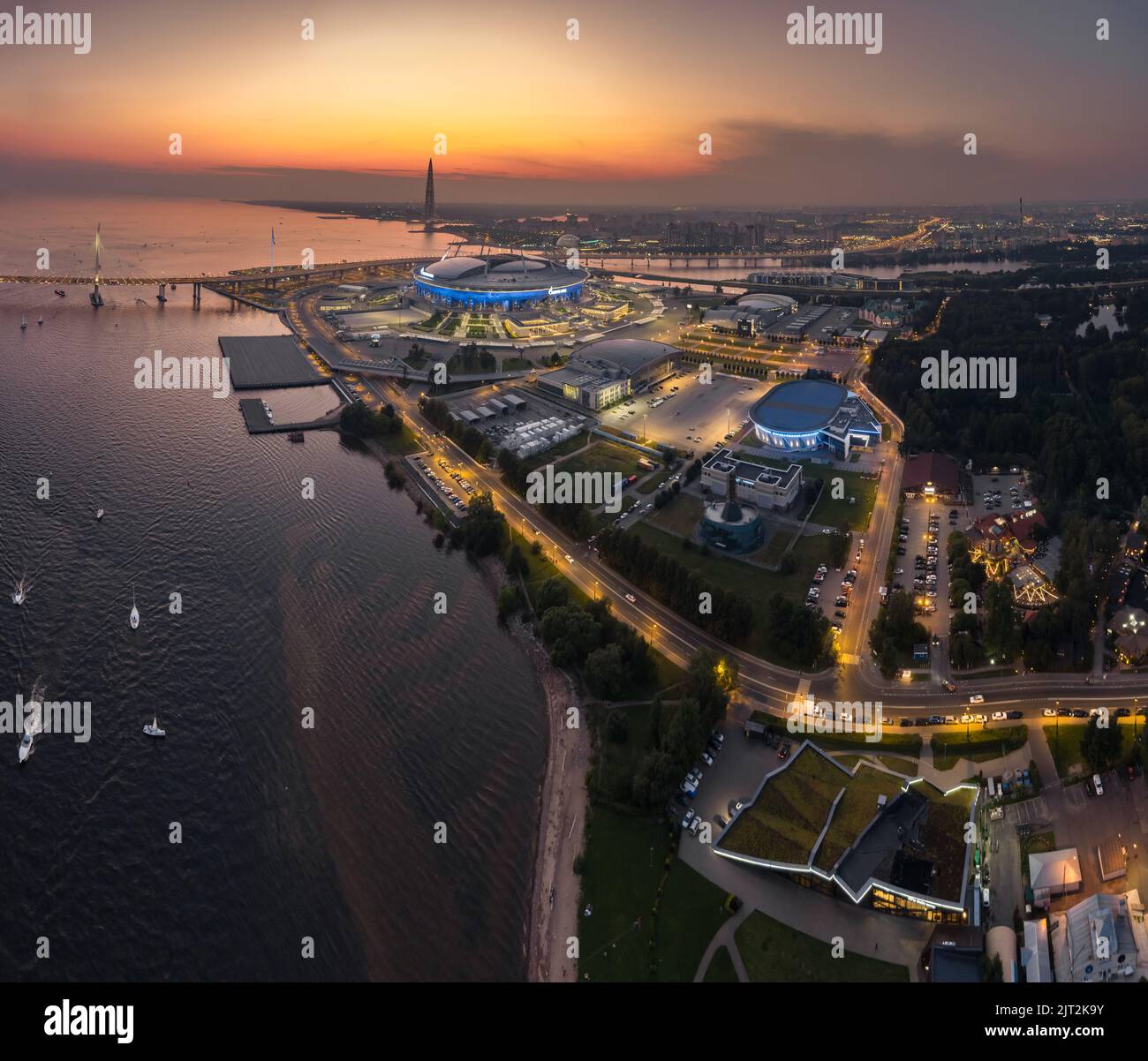 Russia, St. petersburg, 17 August 2022: A picturesque sunset over the ...