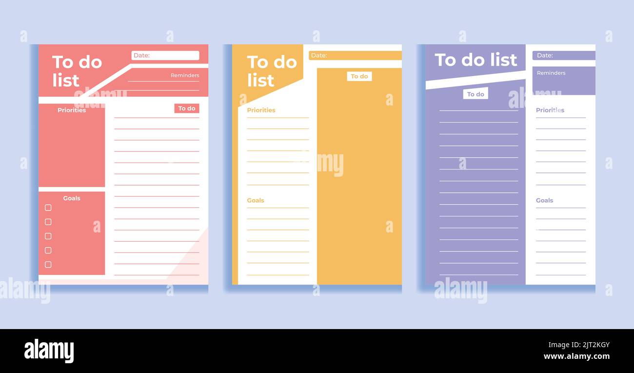 The colorful set of "To do"lists with abstract shapes and trendy ...