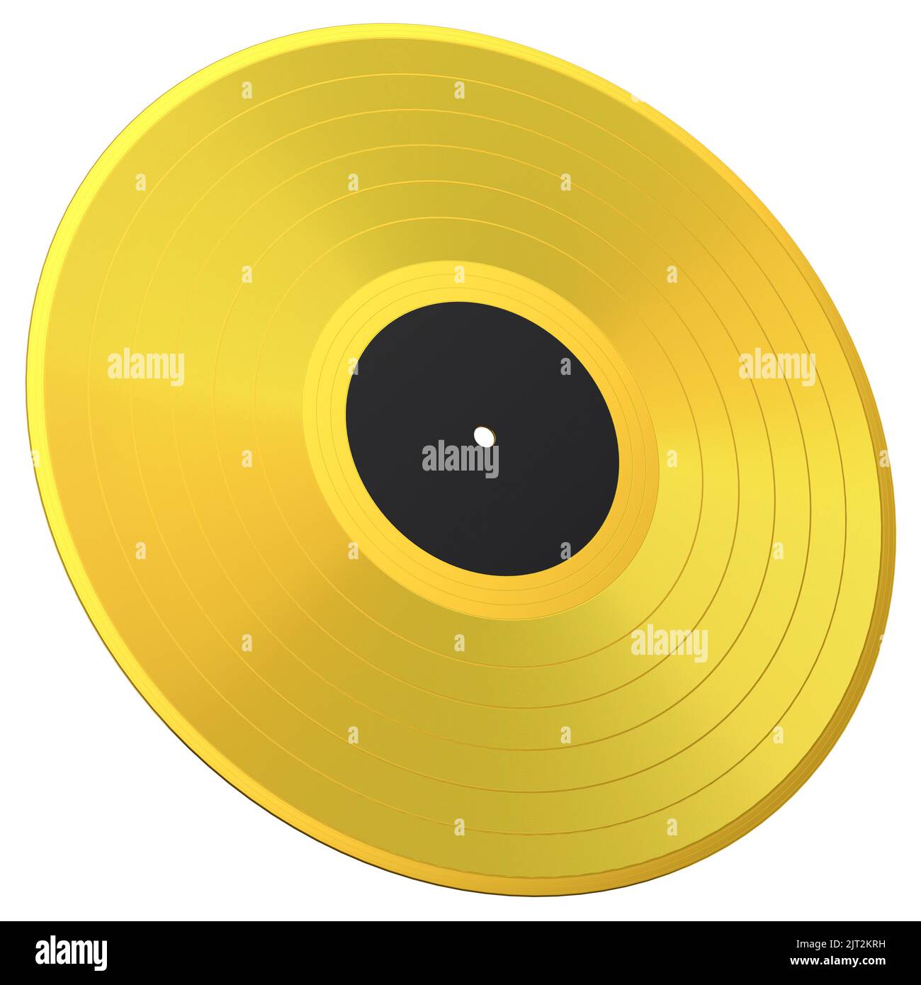 Black vinyl LP record with label isolated on white background. 3d ...