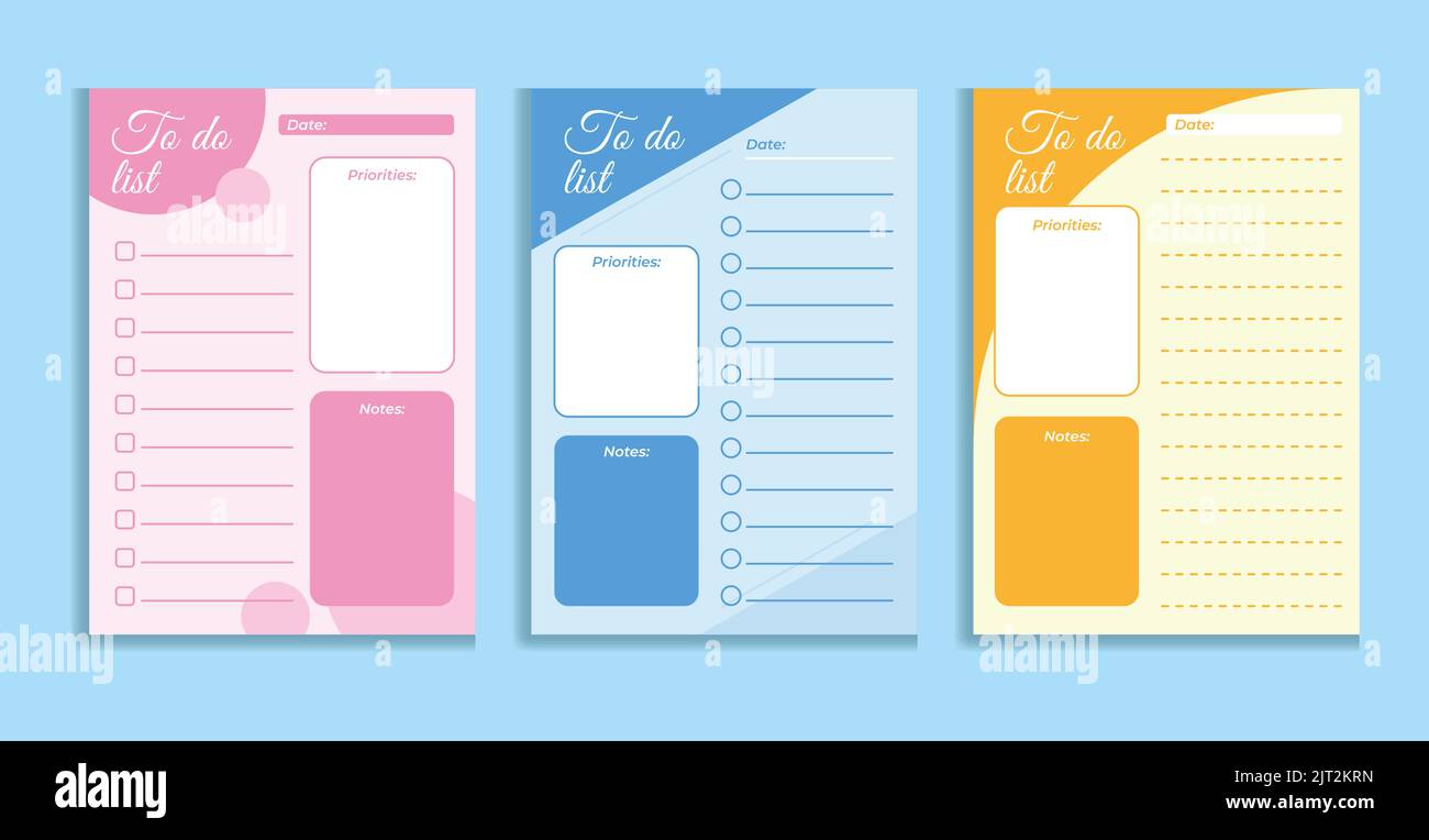 The colorful set of "To do"lists with abstract shapes and trendy ...