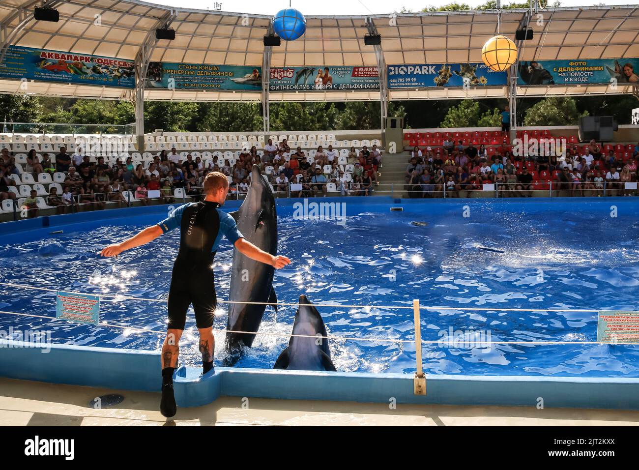 Odessa, Ukraine. 27th Aug, 2022. Ukrainian spectators watch the show of ...