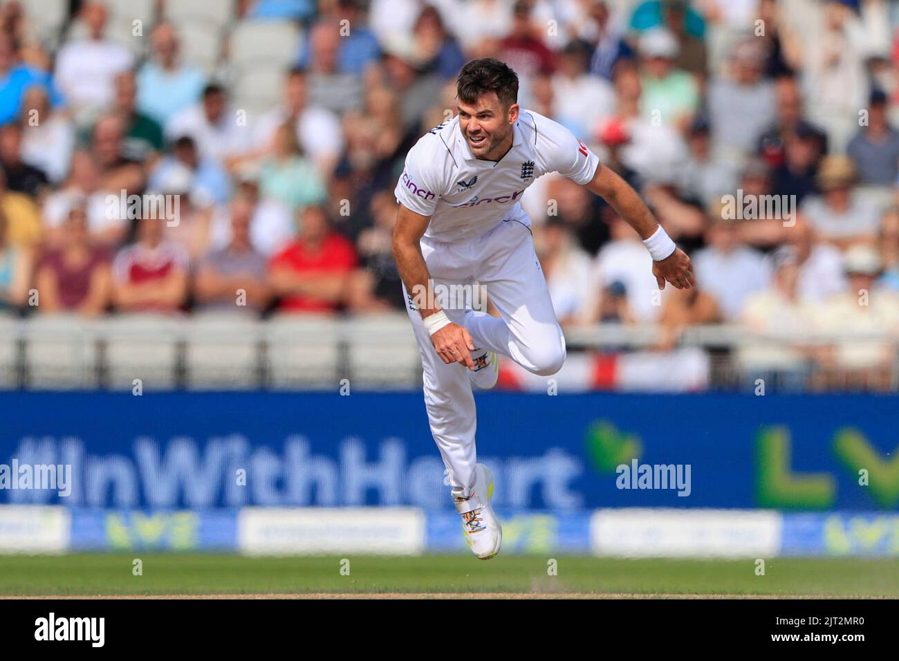 James Anderson bowling for England Stock Photo - Alamy