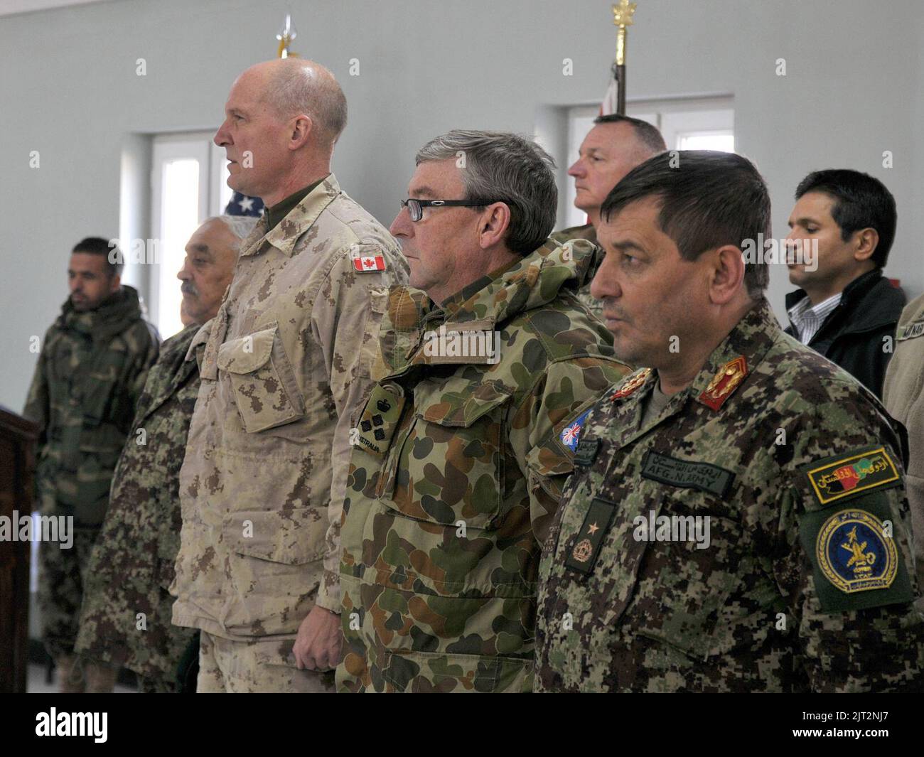 Transition ceremony marks coalition control to Afghans 131228 Stock ...