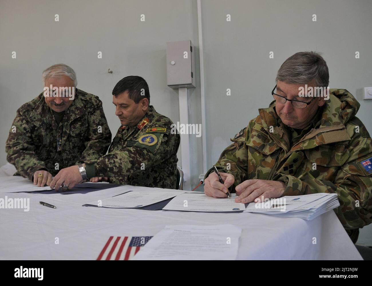 Transition ceremony marks coalition control to Afghans 131228 Stock ...