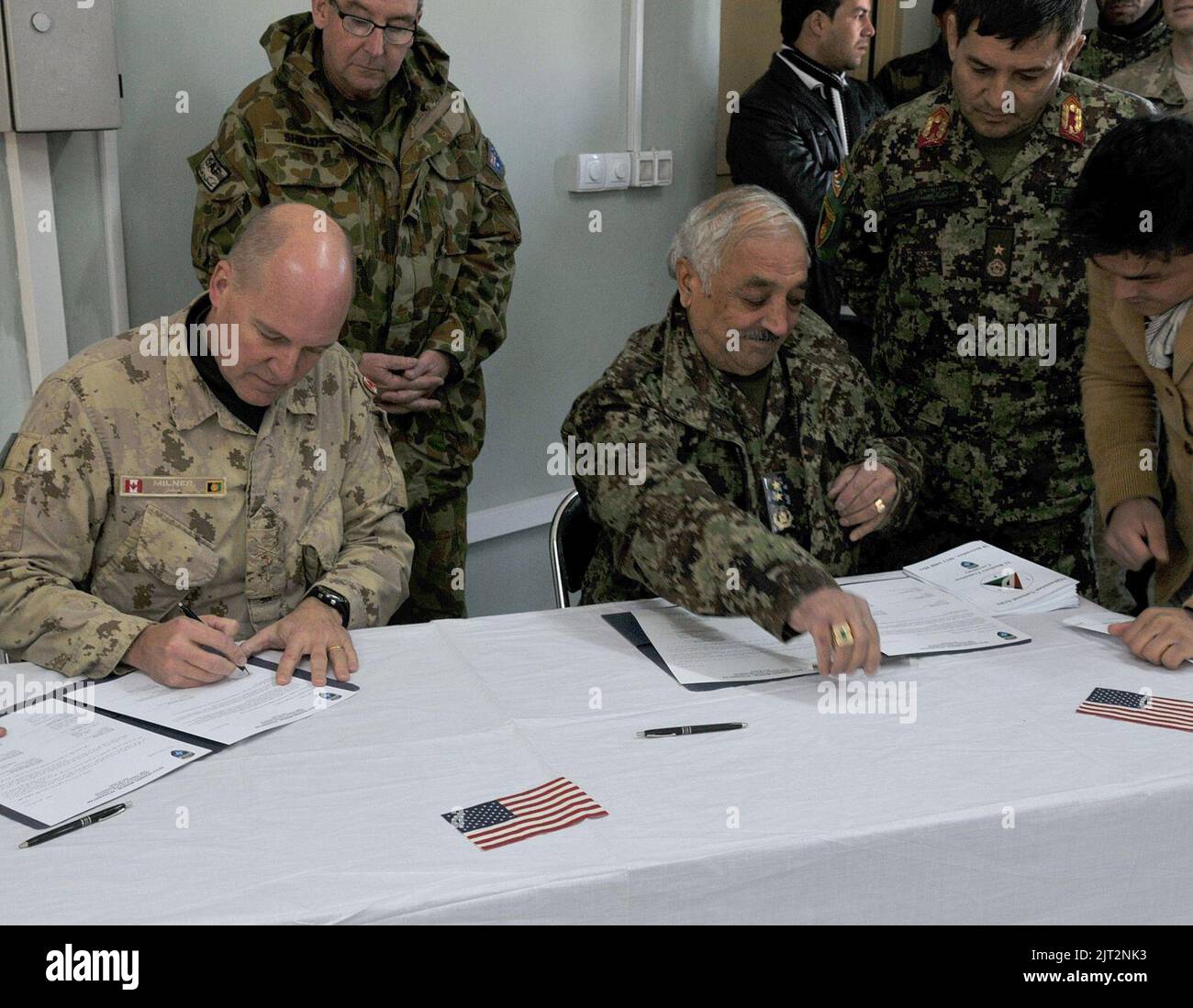 Transition ceremony marks coalition control to Afghans 131228 Stock ...