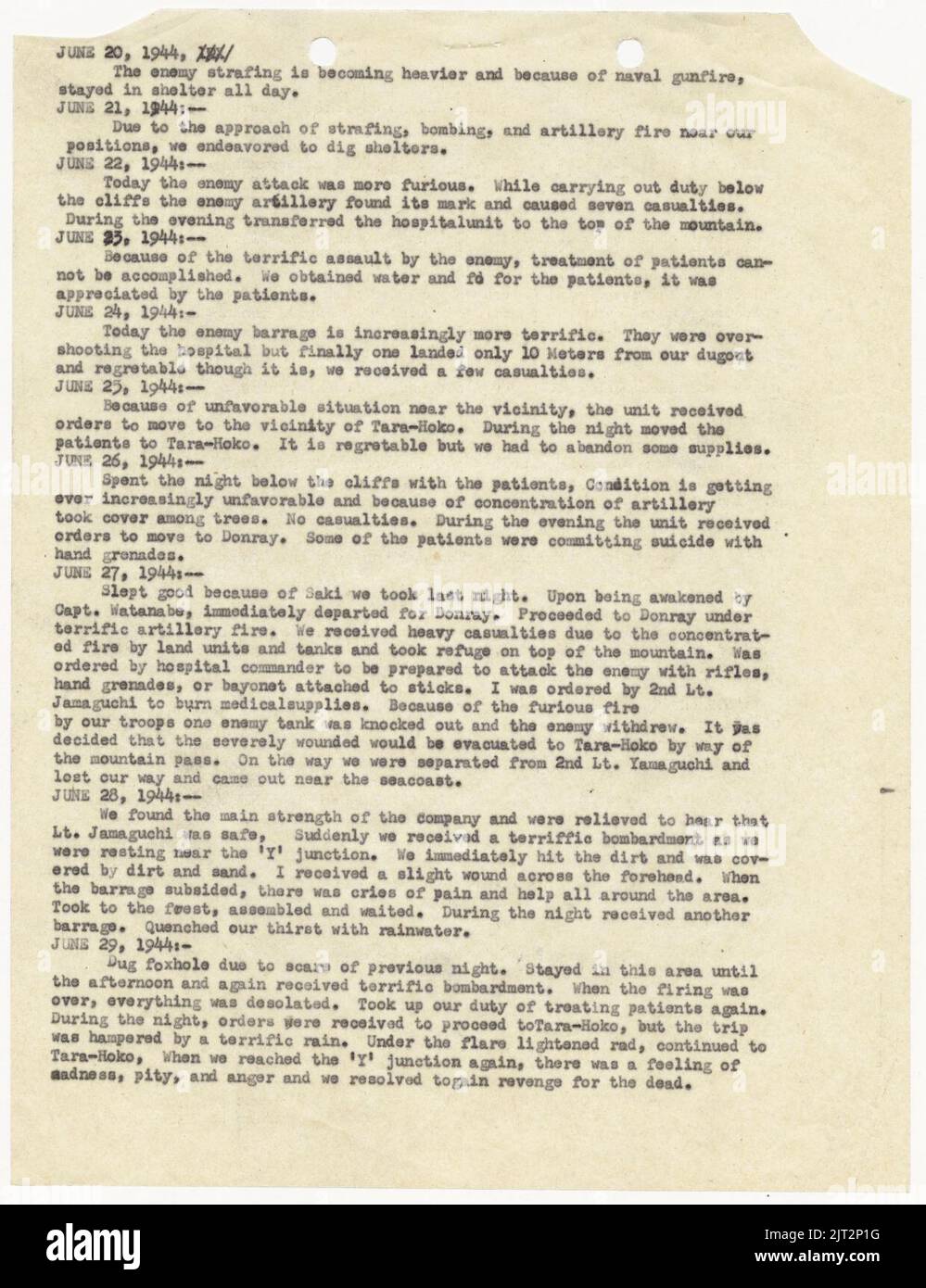 Translation of the Diary of Japanese Serviceman Taroa Kawaguchi ...