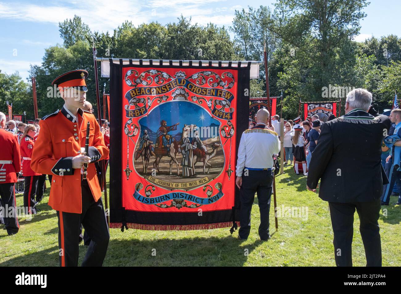 Ballyclare, United Kingdom. 27 Aug, 2022. Members of the Royal Black ...