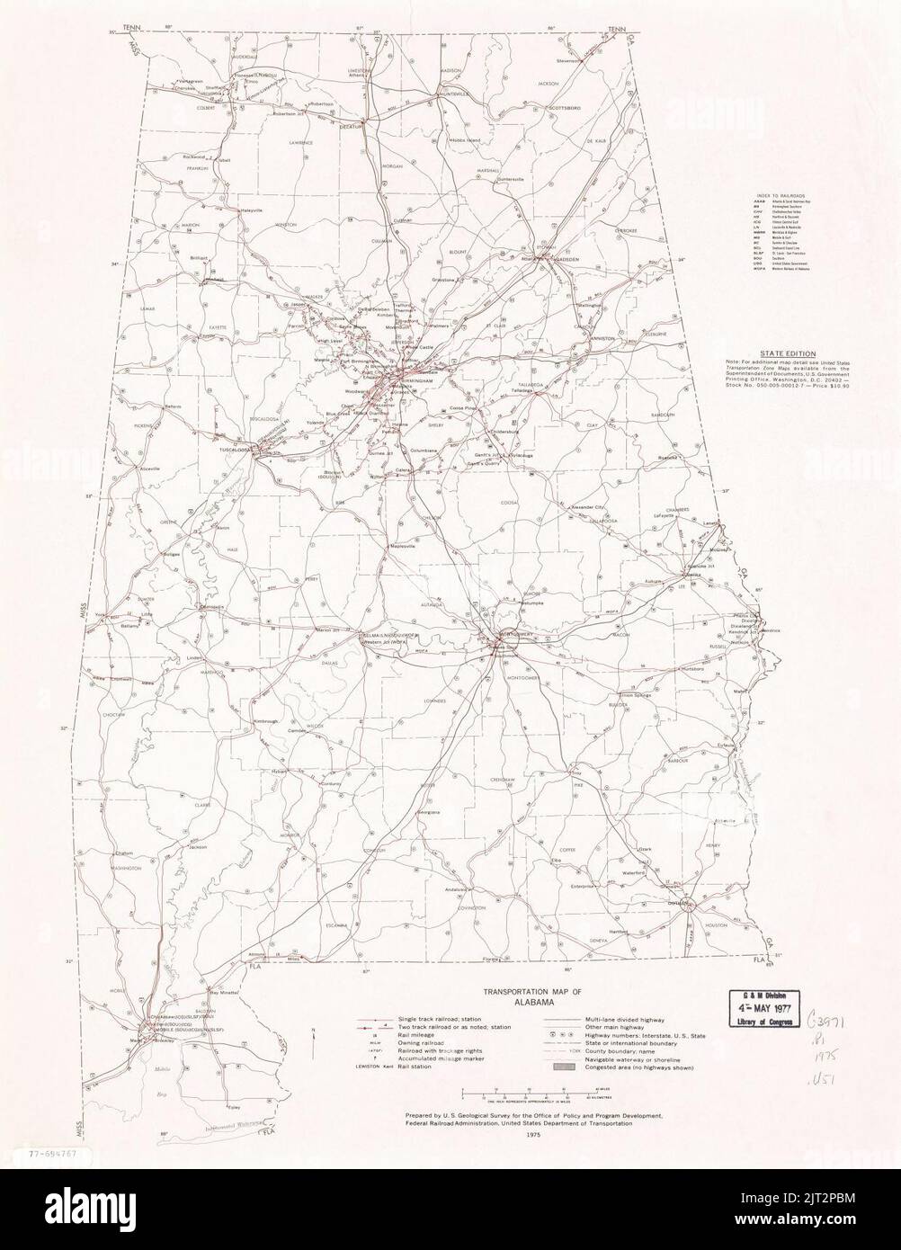 Transportation map of Alabama Stock Photo - Alamy