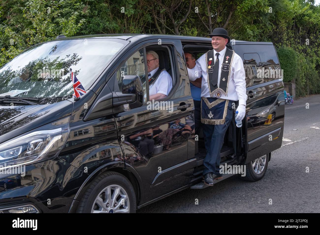 Ballyclare, United Kingdom. 27 Aug, 2022. Members of the Royal Black ...